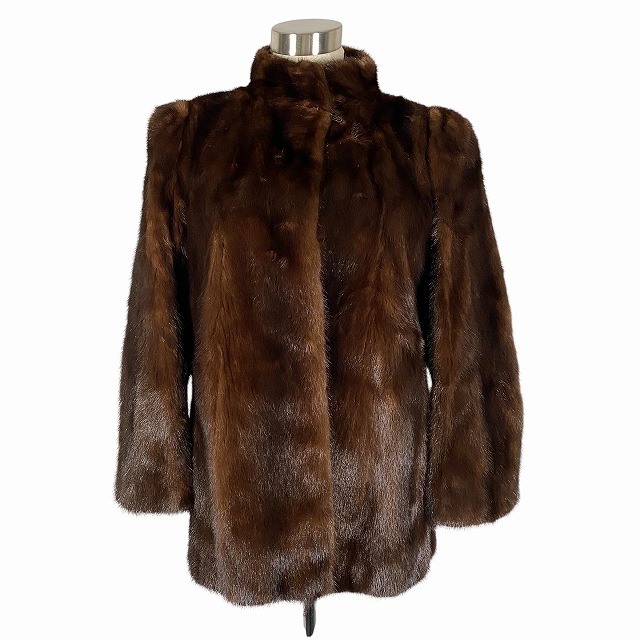 【中古】ランブルトン Rambulton ミンク コート 毛皮 リアルファー ダークブラウン 9号 M相当 レディース