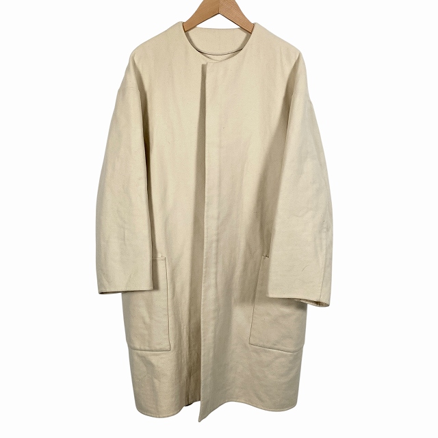 【中古】ドゥロワー Drawer ノーカラーコート ウール100% アイボリー 38 M相当 レディース