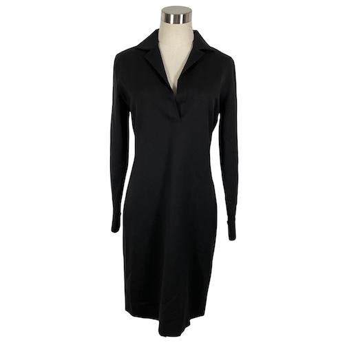 【中古】ロロピアーナ Loro Piana スキッパーワンピース 長袖 ウール 黒 ブラック 40 L相当 レディース