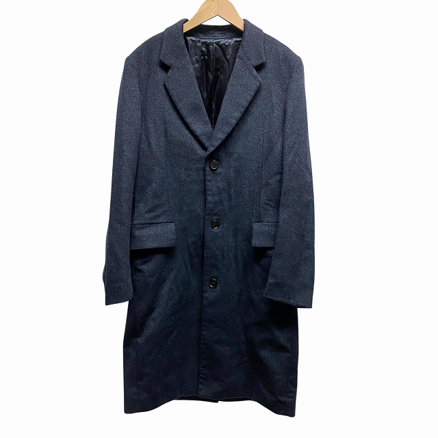 【中古】ピーエスポールスミス PS Paul Smith カシミヤ100% コート アウター 長袖 ロング 紺 ネイビー M メンズ