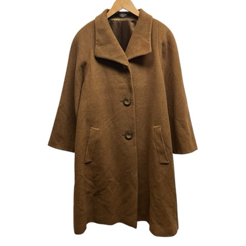 【中古】レオナール  裏地総柄 アンゴラ シルク混 レオパード柄 ロングコート 11AR  Lサイズ相当 キャメル レディース