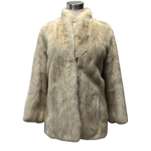 【中古】ホワイトミンク MINK 毛皮 コート リアルファー ベージュ レディース レディース