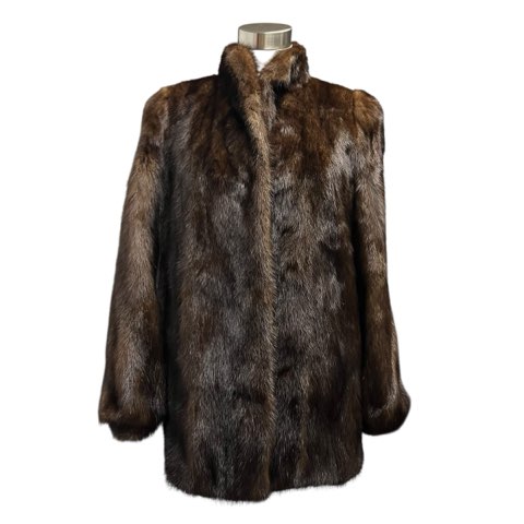 【中古】ミンク MINK 毛皮 ロングコート リアルファー ブラウン 11号 Lサイズ相当 レディース