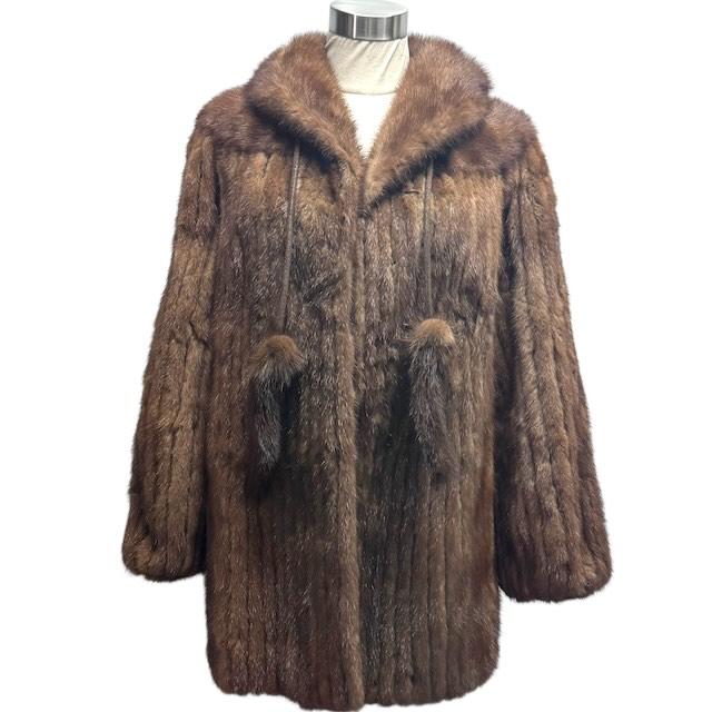 【中古】デミバフミンク MINK 毛皮 コート ブラウン リアルファー レディース