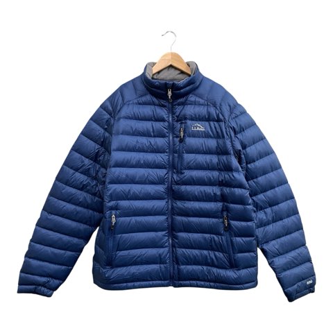 【中古】エルエルビーン L.L.BEAN ダウンジャケット 850 アウトドアウェア スタンドカラー 無地 ブルー サイズXL メンズ