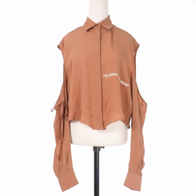 【中古】未使用品 オフホワイト OFF WHITE SHOULDER HOLES SHIRT オフショルダー ブラウス シャツ 長袖 36 ヌードベ レディース