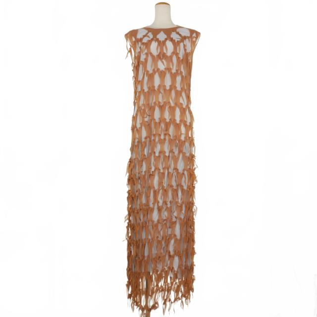 【中古】メゾンマルジェラ Maison Margiela 22SS デコルティケ シフォンドレス ワンピース ノースリーブ 40 ブラウン