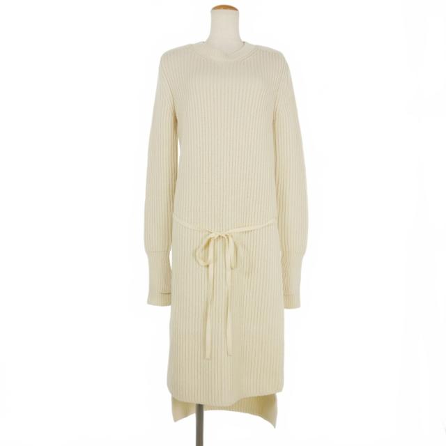 【中古】未使用品 アンドゥムルメステール ANN DEMEULEMEESTER リブニット ロングワンピース サイドスリット 長袖 XS