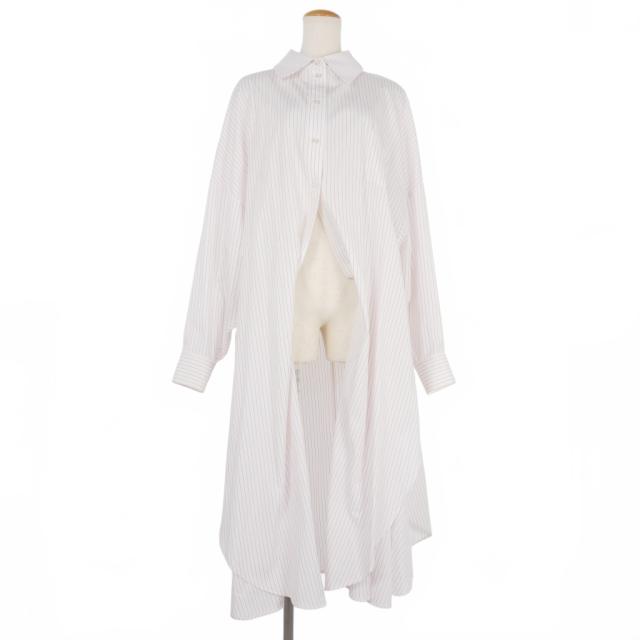 【中古】アキコアオキ 23SS 2way シャツドレス ワンピース ストライプ FREE ホワイト 白 AA23SS-SHD01-02 レディース