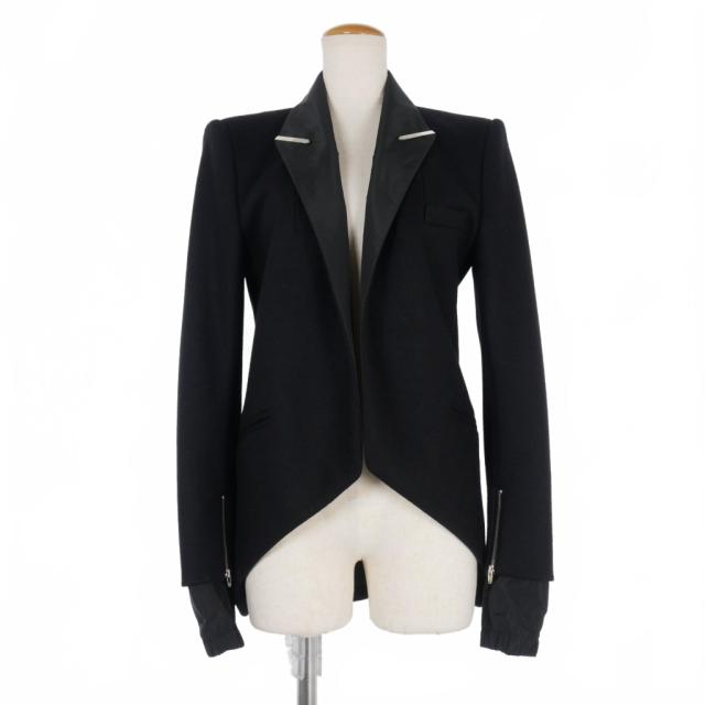 【中古】アレキサンダーワン ALEXANDER WANG ラペル切替 テーラードジャケット 燕尾 袖レイヤード XS 黒 ブラック