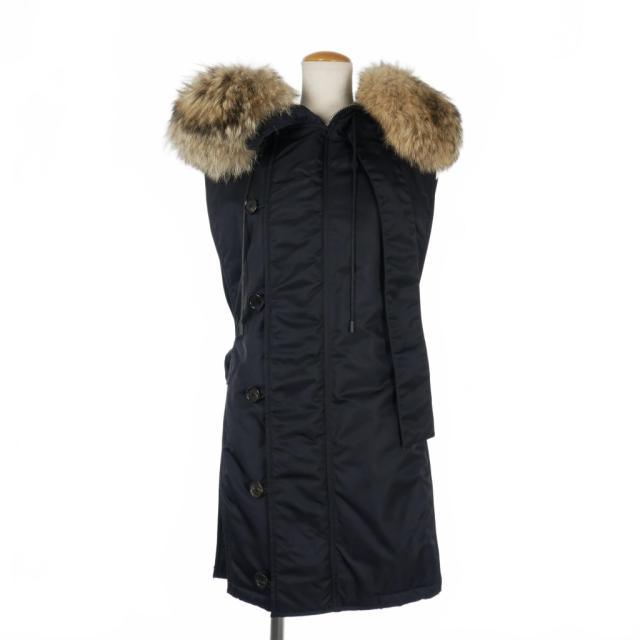 【中古】3.1 フィリップリム 3.1 phillip lim コヨーテファー ノースリーブ モッズコート ベスト 中綿 XS 紺 ネイビー