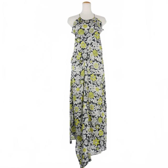 【中古】クリスチャン ワイナンツ christian wijnants フラワープリント 花柄 ノースリーブ ロングワンピース 36 黒