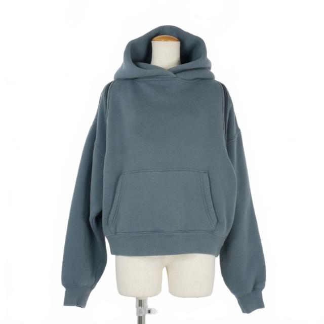 【中古】アレキサンダーワン ALEXANDERWANG.T ジップデザイン クロップド パーカー XS ブルー レディース