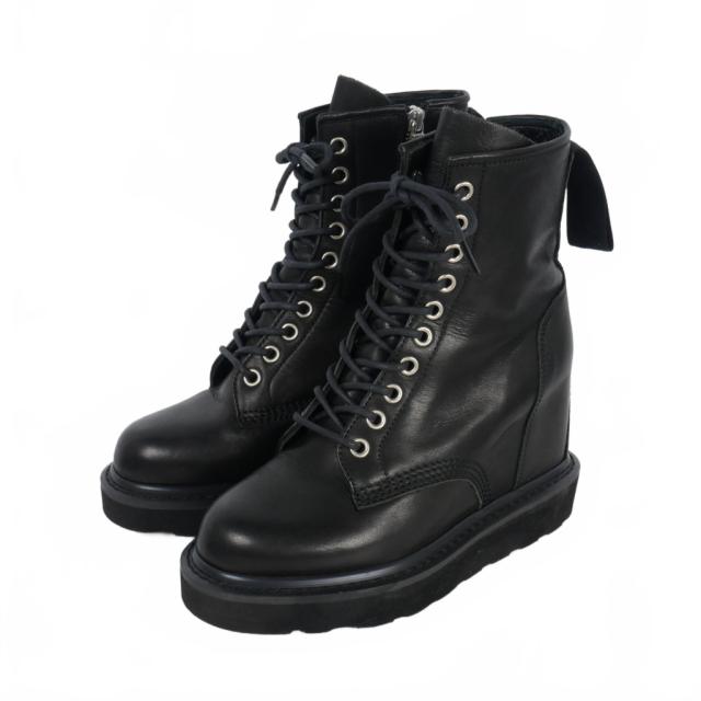 【中古】ミハラヤスヒロ MIHARA YASUHIRO × リミフゥ LIMI feu レースアップ インヒール ブーツ XS 23.5 黒 ブラック