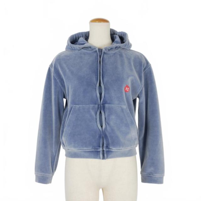 【中古】アレキサンダーワン alexanderwang.t シュリンク ウォッシュド ベロアパーカー ショート丈 アップルロゴ XS