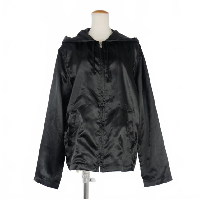 【中古】ブラックコムデギャルソン BLACK COMME des GARCONS 22AW サテン シャツ ジャケット 長袖 フード M 黒