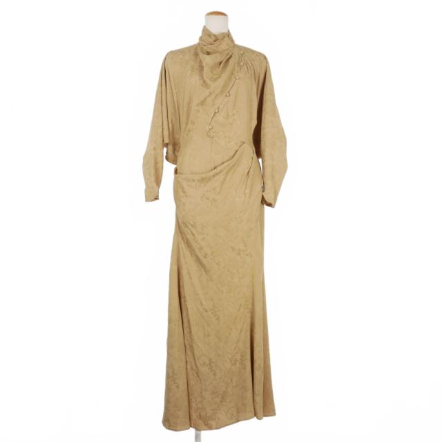 【中古】マメクロゴウチ  Mame Kurogouchi 24AW フローラルジャガード ドレープドレス 1 ベージュ MM24FW-DR040