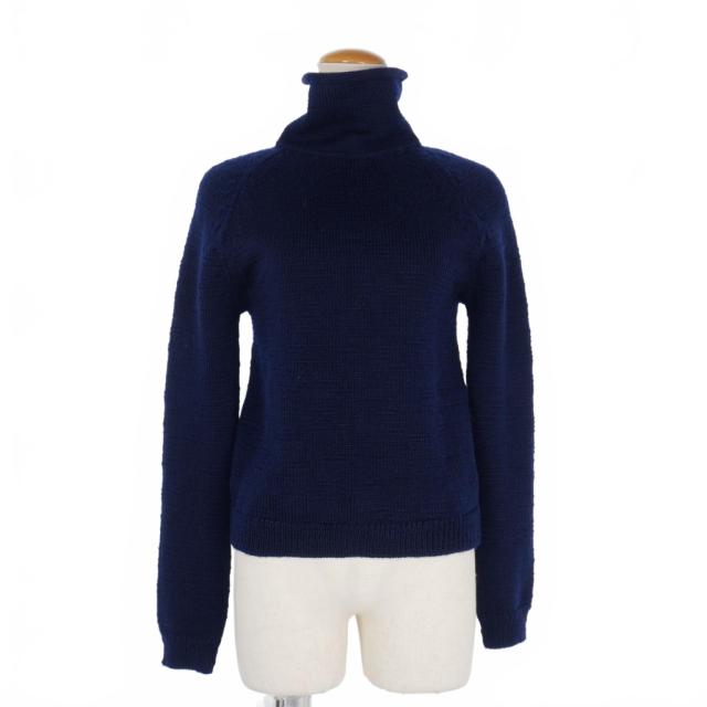 【中古】マルタンマルジェラ Martin Margiela 24SS バックジップ ハイネックニット セーター 長袖 S 紺 ネイビー