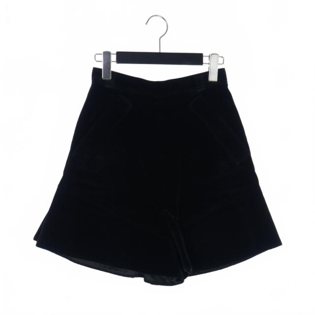 【中古】ジバンシィ GIVENCHY ショート パンツ キュロット ベロア バックジップ レイヤード 36 ブラック 黒