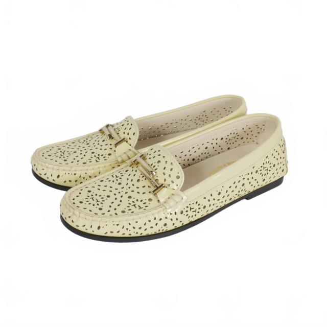 【中古】トッズ TOD'S パンチング ローファー モカシン ドライビングシューズ 37 クリーム レディース