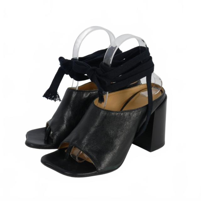 【中古】エムエムシックス メゾンマルジェラ MM6 Maison Margiela レースアップ トングサンダル レザー 靴 37