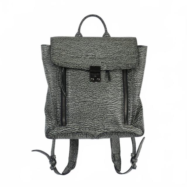 【中古】3.1 フィリップリム 3.1 phillip lim パシュリ サッチェル レザーリュック バックパック 総柄 黒 白 ブラック