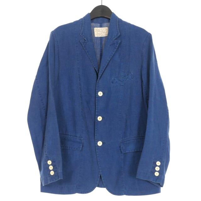 【中古】ポータークラシック Porter Classic 製品染め リネンジャケット ブレザー S インディゴ メンズ