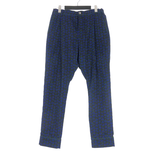 【中古】サカイ sacai 16SS Leaf Aloha Pajama パジャマパンツ スラックス 1 ネイビー 紺 16-01018M メンズ