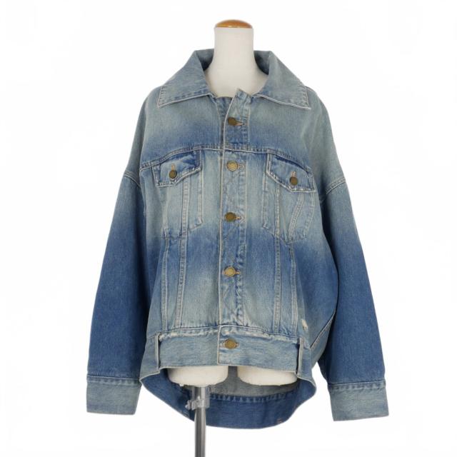 【中古】モンセ MONSE 21AW ロープ メッシュ デニムジャケット オーバーサイズ S ブルー 青 レディース