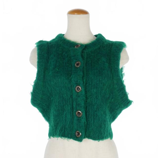 【中古】フミエタナカ FUMIE TANAKA ニットベスト ノースリーブ モヘア 1 グリーン 緑 F23A-34 レディース