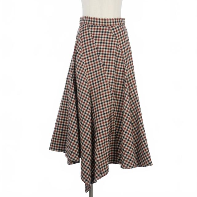 【中古】ジェイダブリューアンダーソン JWアンダーソン J.W.ANDERSON チェック柄 アシンメトリーヘム フレアスカート