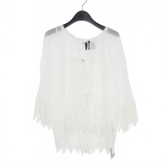 【中古】ロエベ LOEWE Paula's Ibiza Macrame Top マクラメレース コットンオーガンジー ブラウス チュニック 白
