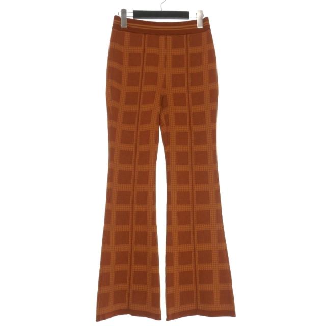【中古】マメクロゴウチ  Mame Kurogouchi 23SS Multi Plaid Geometric Knit Trousers フレアスラックパンツ 2