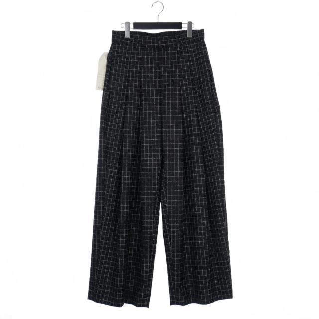 【中古】未使用品 シンヤコズカ SHINYA KOZUKA 25AW Dear BAGGY ワイドバギー スラックス パンツ ウインドウペン S 黒