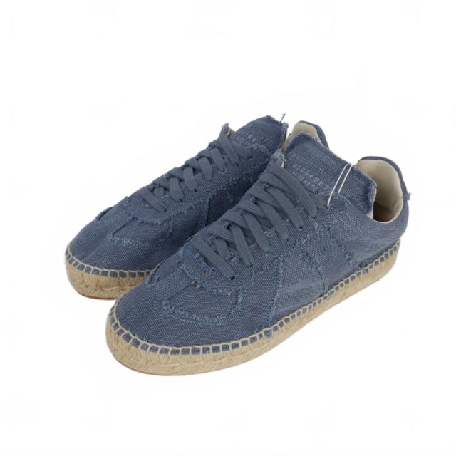 【中古】未使用品 メゾンマルジェラ 22SS エスパドリーユ カットオフ キャンバス ジャーマン スニーカー 37 青 ブルー