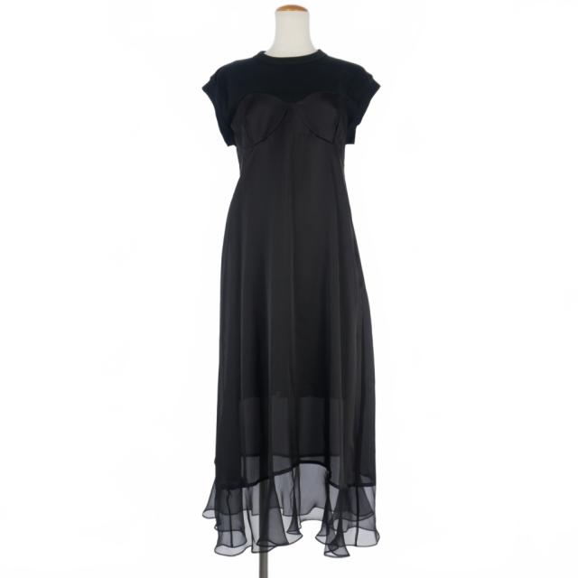 【中古】サカイ sacai 23SS ドッキング ノースリーブ ワンピース シースルー シフォン 1 黒 23-06562 レディース