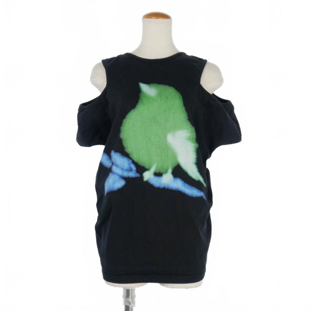 【中古】クリスチャン ワイナンツ christian wijnants 変形トップス カットソー ノースリーブ 鳥プリント S 黒