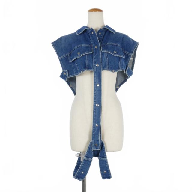 【中古】ホウガ HOUGA 23AW jean jacket カットアウト デニム ジャケット ブルー HS11FV07 レディース