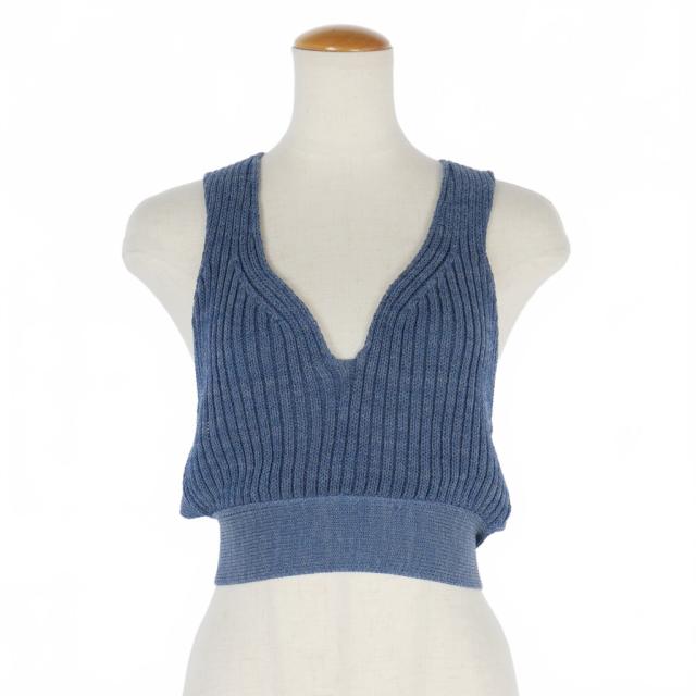 【中古】フミエタナカ FUMIE TANAKA リボン ニットビスチェ トップス FREE 青 ブルー F22S-22 レディース