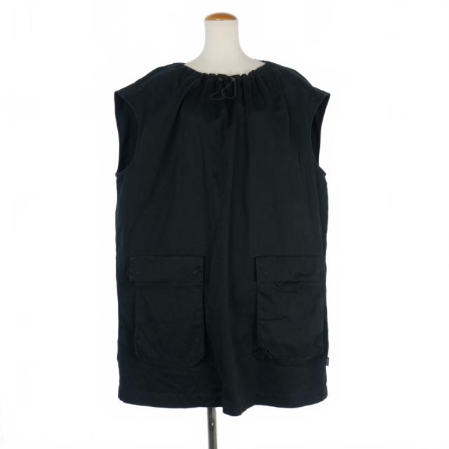 【中古】エムエムシックス メゾンマルジェラ MM6 24AW ギャザーワンピース ノースリーブ ベスト カットソー 38 黒