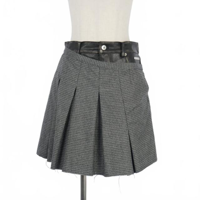 【中古】プランク プロジェクト PRANK PROJECT チェック レイヤード ミニスカート プリーツ FREE グレー レディース