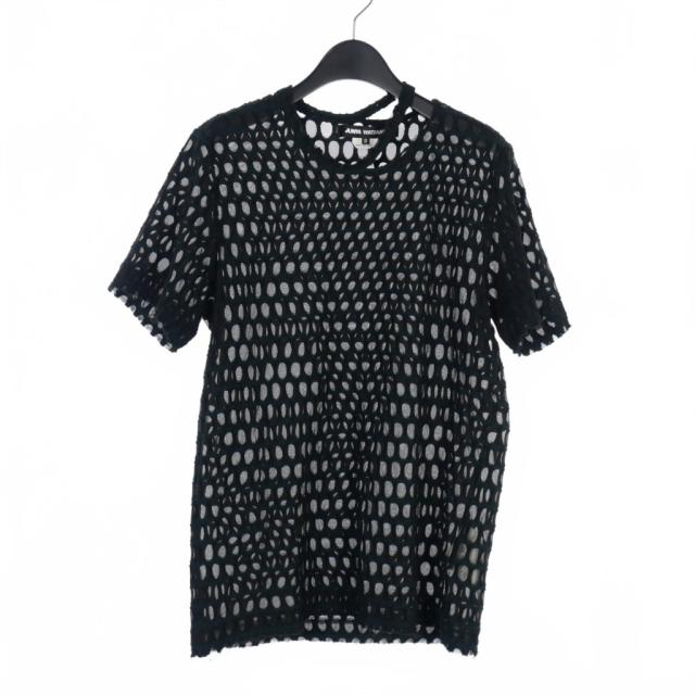 【中古】ジュンヤワタナベ JUNYA WATANABE 23SS メッシュ Tシャツ カットソー 半袖 S 黒 ブラック JK-T015 レディース