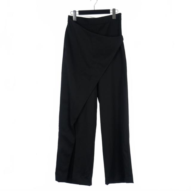 【中古】未使用品 テーロプラン TELOPLAN Sarah Trousers スリット ラップ ワイドパンツ スラックス S 黒 ブラック