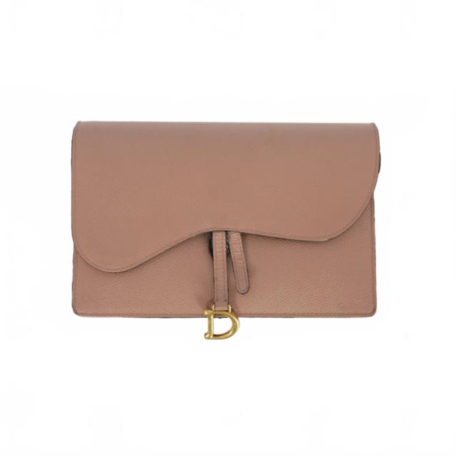 【中古】クリスチャンディオール Christian Dior サドル チェーン ポーチ ウォレット ショルダーバッグ ピンク