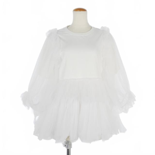 【中古】ヴィヴィアーノ VIVIANO 23SS パフスリーブ Tシャツ カットソー チュールレイヤード M 白 VS-SS23-CS06