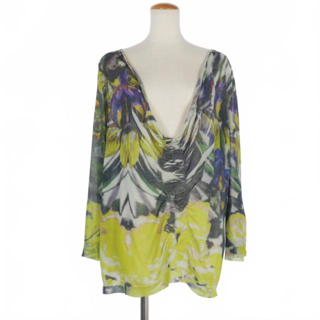 【中古】ドリスヴァンノッテン DRIES VAN NOTEN フラワープリント ドレープネック シアートップス ニット カットソー