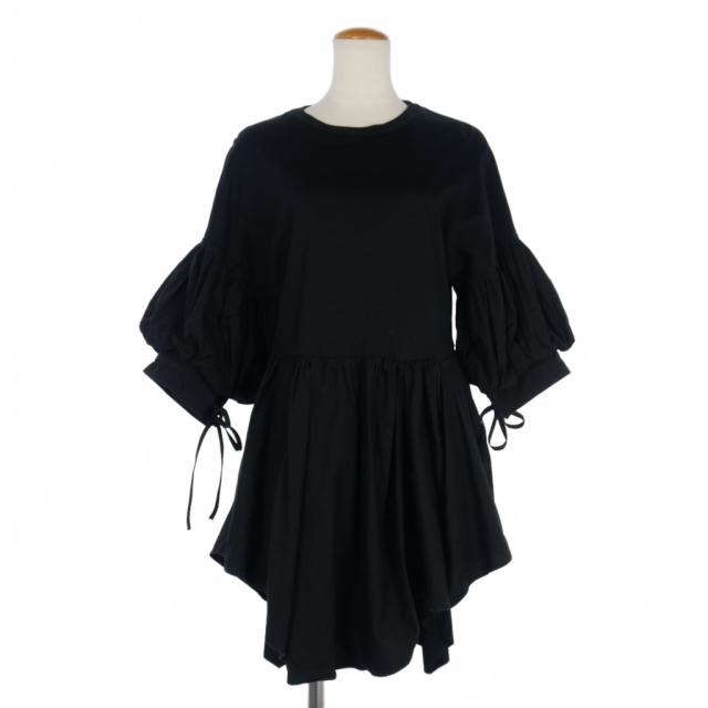 【中古】エンフォルド ENFOLD レイヤード Tシャツ フリル パフスリーブ 丸首 38 ブラック 黒 300FA230-2340