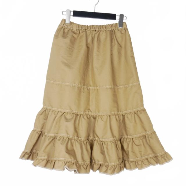 【中古】トリココムデギャルソン tricot COMME des GARCONS ギャザー ティアードスカート 製品染め ベージュ TQ-S007
