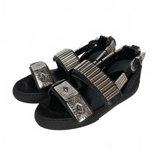 【中古】トーガ プルラ TOGA PULLA メタル サンダル スニーカー 36 黒 ブラック AJ664 レディース