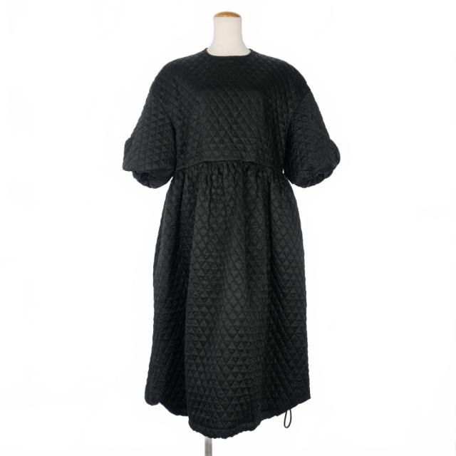 【中古】ノワールケイニノミヤ NOIR KEI NINOMIYA 20AW キルティングワンピース パフスリーブ クルーネック XS 黒